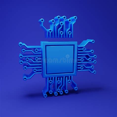 Blue Processor Icon Isolated On Blue Background Cpu Central