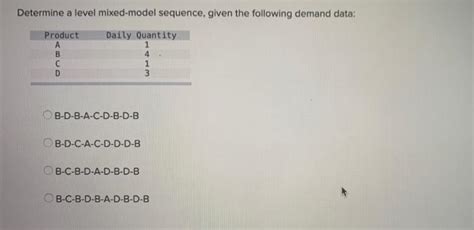 Solved Determine A Level Mixed Model Sequence Given The