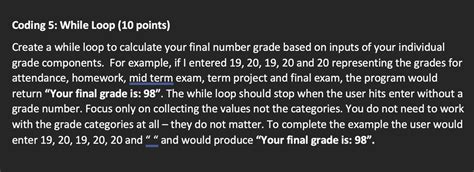 Solved Coding 5 While Loop 10 Points Create A While Loop