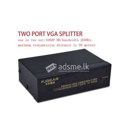 VGA Splitter 2 Port 1 Input 2 Output 250MHz VGA 1 By 2 One Computer Connect Two Monitor Display