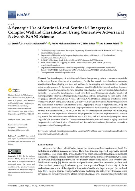 Pdf A Synergic Use Of Sentinel 1 And Sentinel 2 Imagery For Complex Wetland Classification