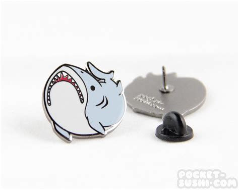 Pocket Sushi Enamel Pin Derpy Shark Geeky Villain Tabletop Gaming
