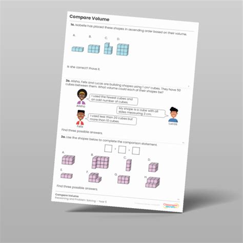 Year 5 Compare Volume Reasoning And Problem Solving 2 Resource Classroom Secrets