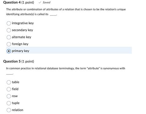 Solved The Attribute Or Combination Of Attributes Of A