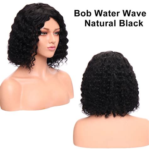 100 Real Remy Brazilian Human Hair Full Wig Short Straight Wavy Black
