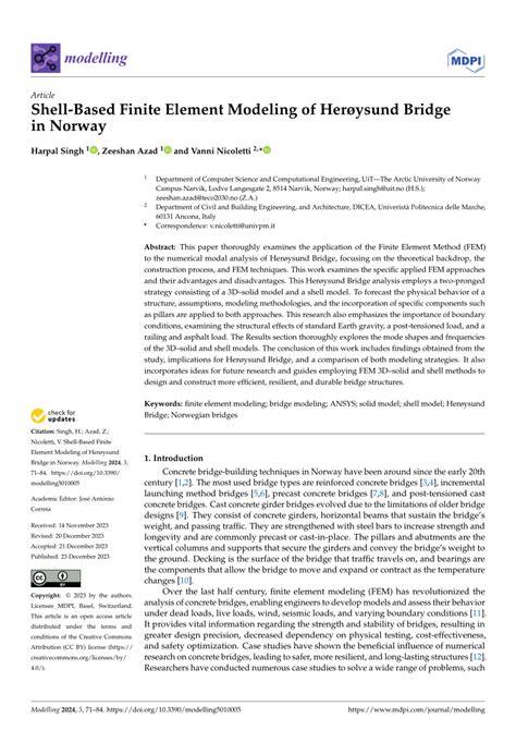 Pdf Shell Based Finite Element Modeling Of Herøysund Bridge In Norway