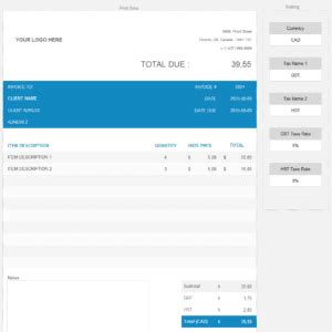 Simple Excel Invoice Template Adnia Solutions