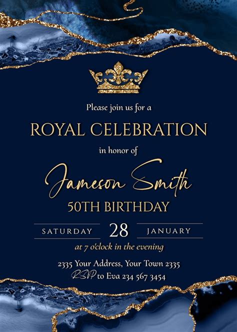 Editable Royal Birthday Party Invitation Royal Celebration Invite
