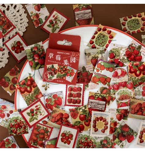 딸기 과수원 빈티지 우표 일러스트 다이어리 스티커 티몬