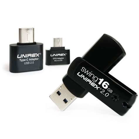 2 Pack Swing USB 2 0 Flash Drive With Micro USB Type C Adapter UNIREX TECHNOLOGIES