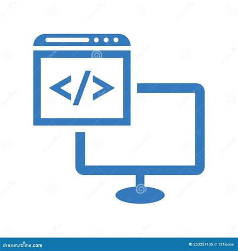 Programming Coding Icon Blue Color Vector Symbol Stock Illustration Illustration Of Computer