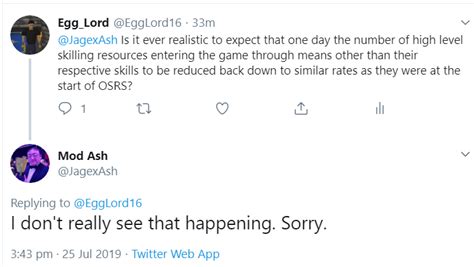 Mod Ash Says That Jagex Are Not Going To Fix The Problem Of Mass Skilling Resources On Drop