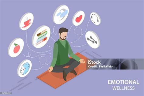 3d 아이소메트릭 플랫 벡터 정서적 웰빙의 개념적 일러스트 레이 션 웰빙에 대한 스톡 벡터 아트 및 기타 이미지 웰빙 등측