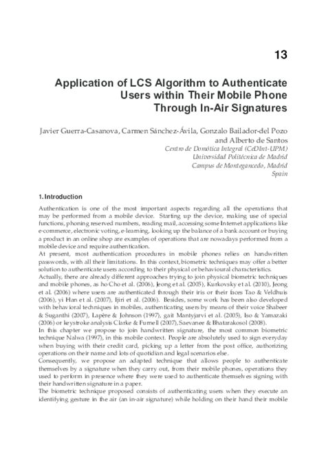 Pdf Application Of Lcs Algorithm To Authenticate Users Within Their Mobile Phone Through In