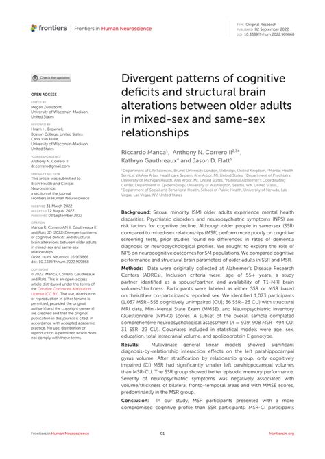 Pdf Divergent Patterns Of Cognitive Deficits And Structural Brain