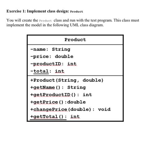 Solved Exercise 1 Implement Class Design Product You Will