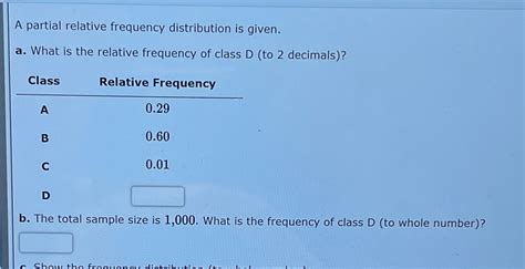 Solved A Partial Relative Frequency Distribution Is Given A Chegg