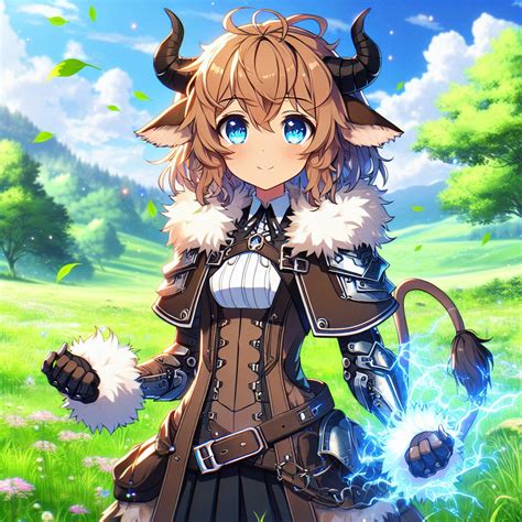 Girl With Bison Features Full Body Fanart