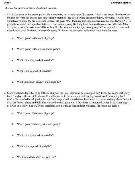 Scientific Method Controls And Variables Practice Problems Teaching Resources