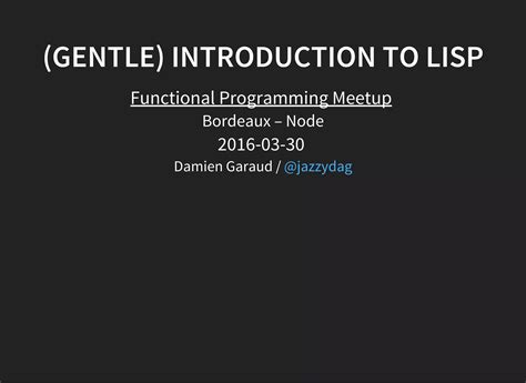 Gentle Introduction To Lisp PDF