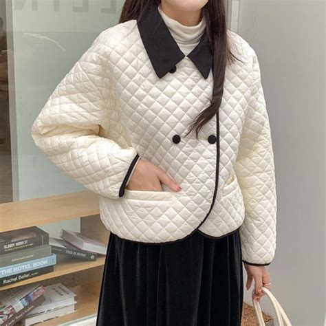 데일리언니 와플패턴 카라 스티치 숏 패딩 자켓 오피스룩 예쁜 코디 데일리 데이트 캐주얼 가을 봄 겨울 점퍼 재킷 세미 정장 러블리 모임룩 연주회 하객