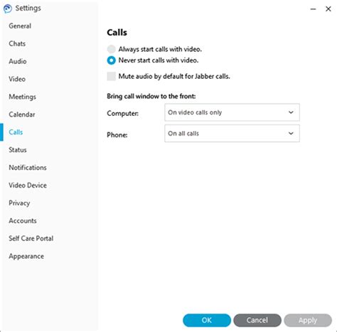 Jabber For Windows Softphone Preferences University IT
