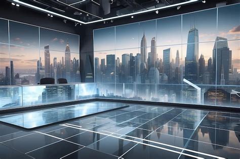 Premium Photo 3D News Set With A Transparent Floor Revealing A Moving