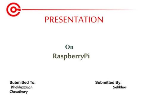 Raspberry Pi Intro Workshop Ppt