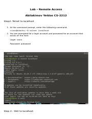 Lab Remote Access Telnet Ssh And Accessing A Remote Host Course Hero