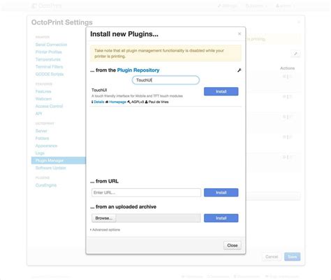 Touchui Plugin Octoprint Open Source Host Software Adafruit