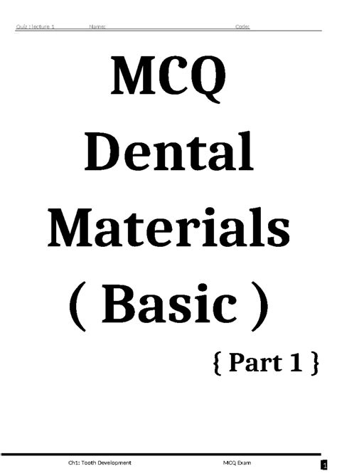 Basic Part Mcq All Chpters Randomly 2 Mcq Dental Materials Basic