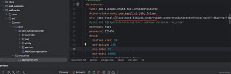 启动项目报错javasqlsqlsyntaxerrorexception Unknown Database ‘msorderexception In Thread Main