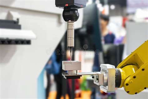 Automatic Coordinate Measurement Machine Cmm During Inspection Precision Part Of Engine For