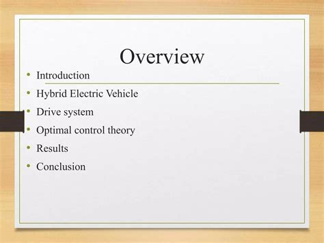 Application Of Optimal Control Theory To Hev Ppt