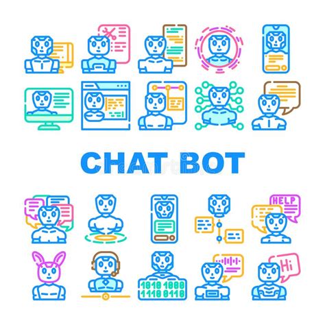 Chat Bot Robot Service Icons Set Vector Stock Illustration Illustration Of Network Smartphone