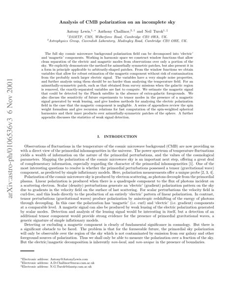 Pdf Analysis Of Cmb Polarization On An Incomplete Sky