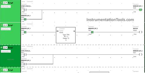 PLC Code To Start Stop Motor And Pump As Per Logic