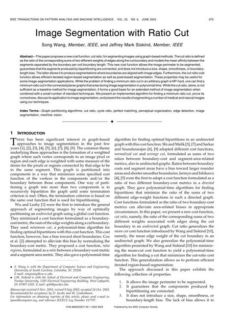 Pdf Image Segmentation With Ratio Cut Pattern Analysis And