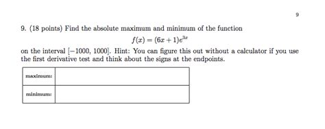 solved find the absolute maximum and minimum of the function