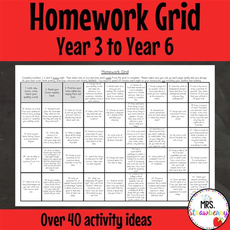 Homework Grid Mrs Strawberry Engange And Motivate Students Homework Grid Mrs Strawberry Engange And Motivate Students