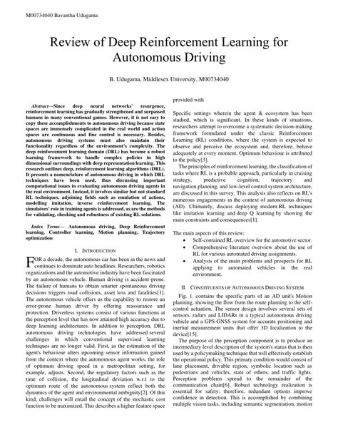 PDF Review Of Deep Reinforcement Learning For Autonomous Driving