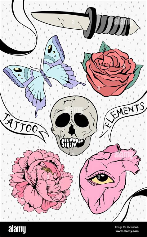 Simple Vintage Old School Flash Tattoo Design Symbol Vector Collection