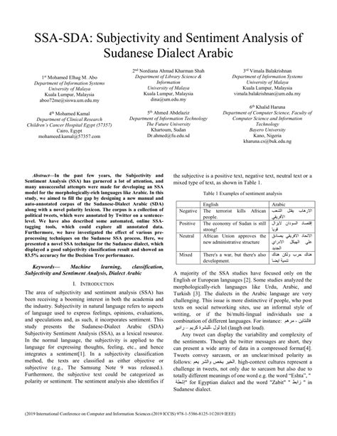 pdf ssa sda subjectivity and sentiment analysis of sudanese dialect