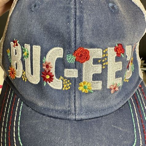Buc Ees Floral Embroidered Mesh Trucker Hat One Size Gem