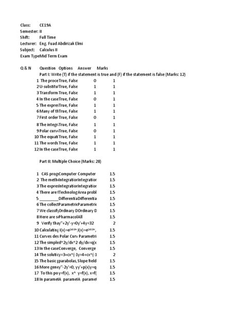 Calculus Ii Midterm Exam File Pdf Mathematical Analysis Mathematics