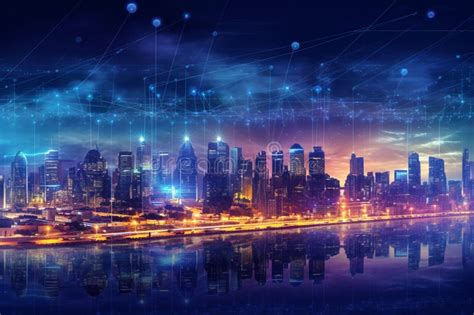 Smart City With Wireless Communication Network And Internet Of Things Iot Stock Illustration