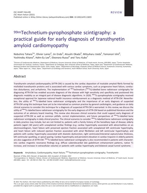 PDF M Technetiumpyrophosphate Scintigraphy A Practical Guide For Early Diagnosis Of