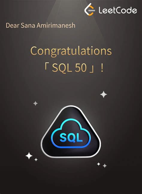 🎉leetcode sql badge unlocked 🎉 i recently completed a leetcode sql