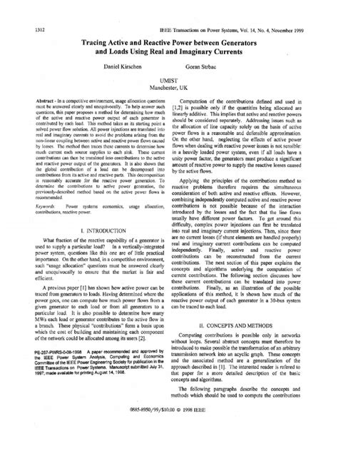 tracing active and reactive power between generators and loads pdf