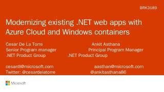 Modernizing Existing NET Applications With Windows Containers And